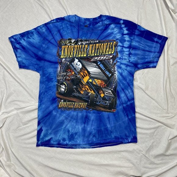 Hanes Shirts 22 Blue Tie Dye Xl Tshirt Knoxville Sprint Car Racing